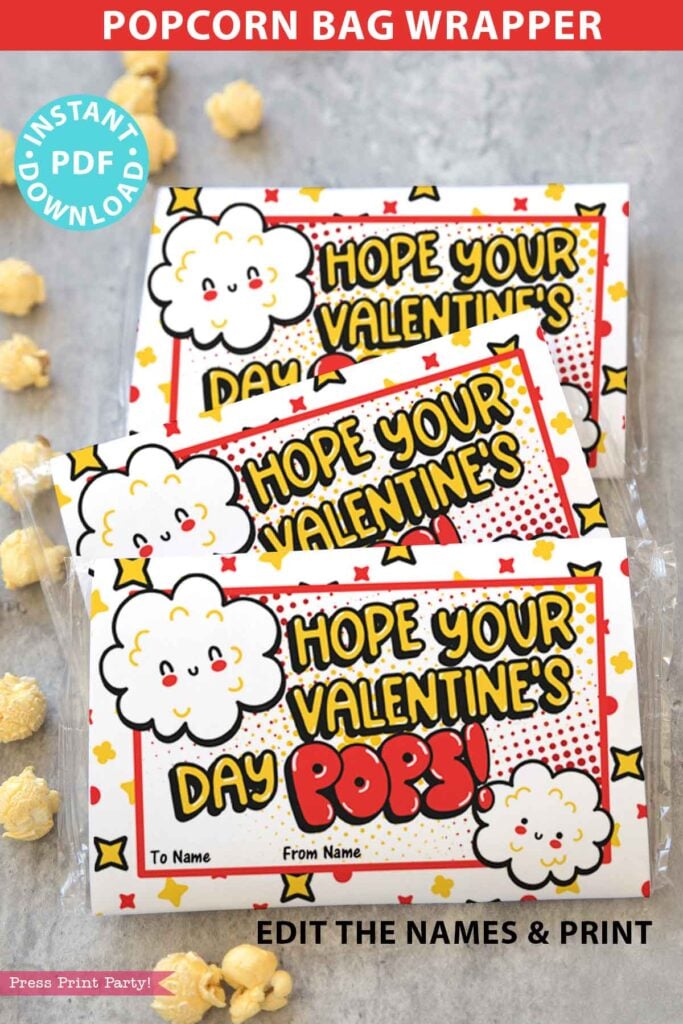Valentine Popcorn Wrap and Tag Printable Hope Your Day Pops