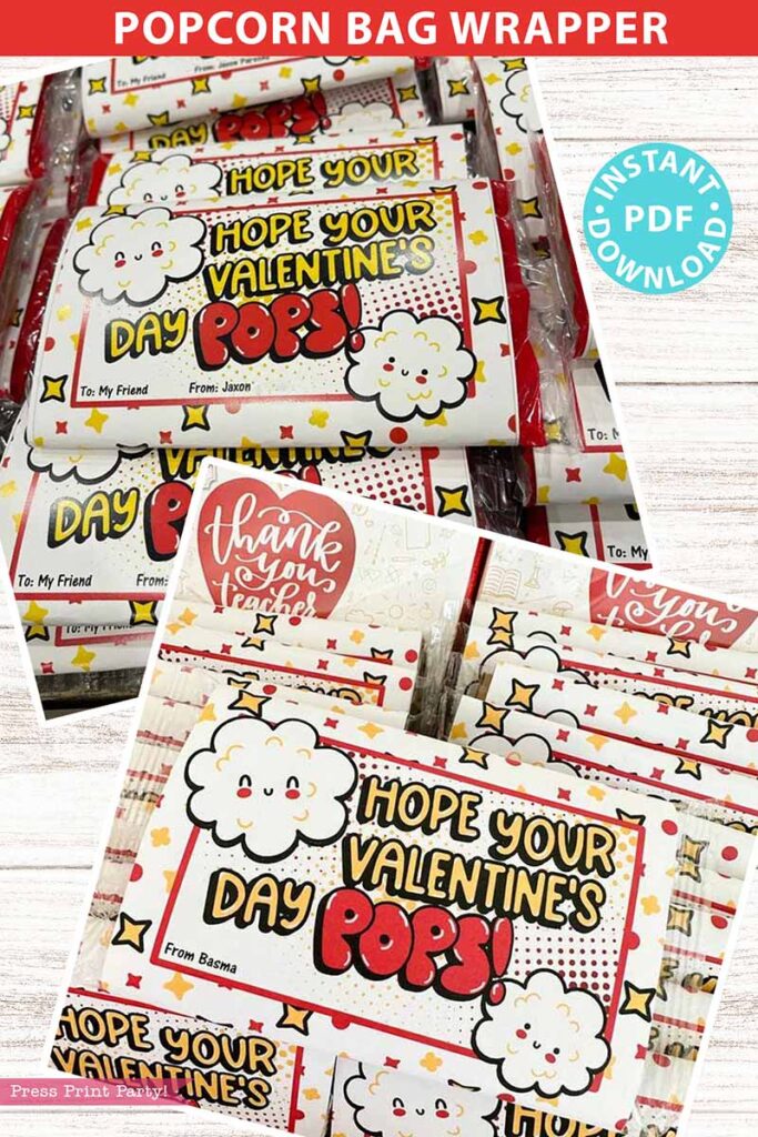 Valentine Popcorn Wrap and Tag Printable Hope Your Day Pops