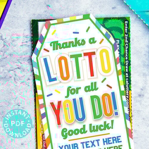 Thanks a Lotto For All You Do Gift Tag, Rainbow 2 - Press Print Party!