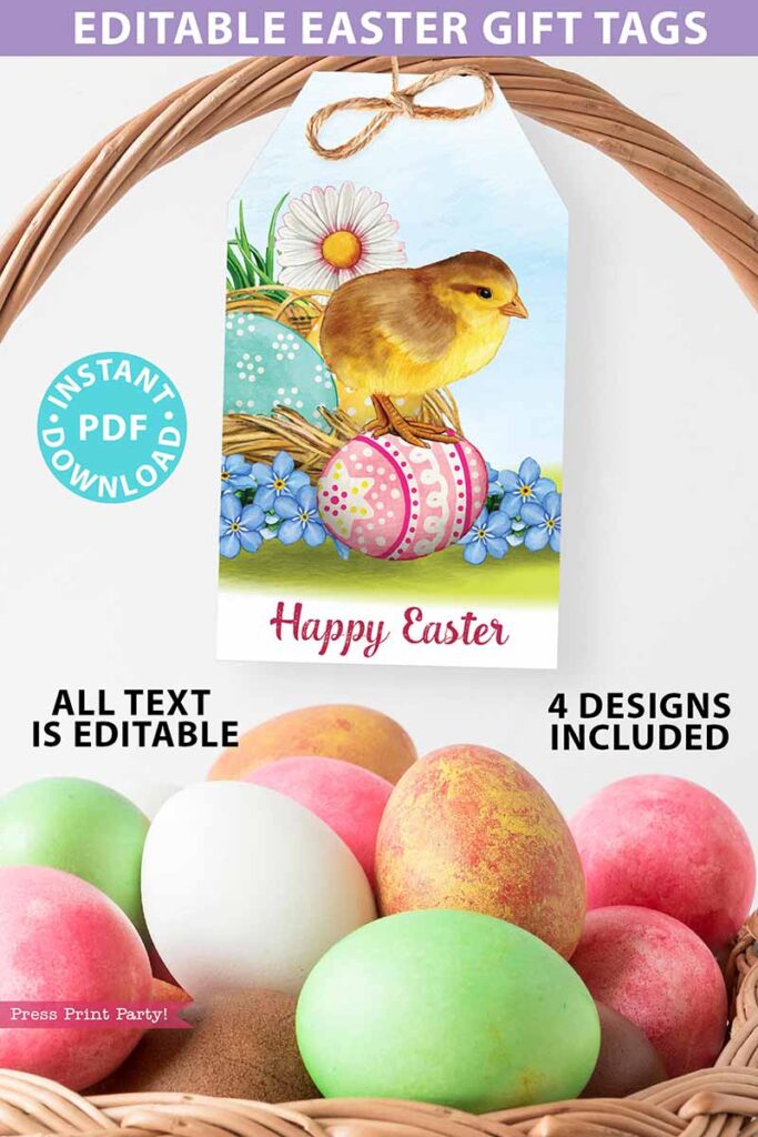 Easter Gift Tags Printable, Watercolor Chicks - Press Print Party!