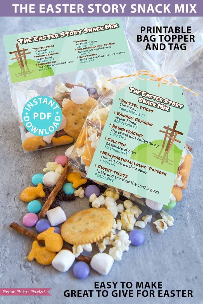 The Easter Story Snack Mix Printable Tag and Bag Topper, Comic - Press ...