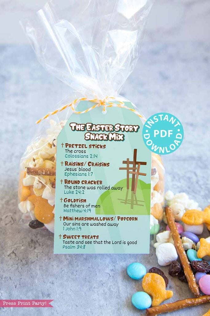 The Easter Story Snack Mix Printable Tag and Bag Topper, Comic - Press ...