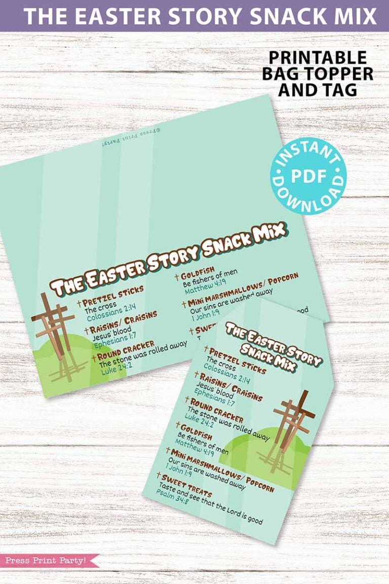 The Easter Story Snack Mix Printable Tag and Bag Topper, Comic - Press ...