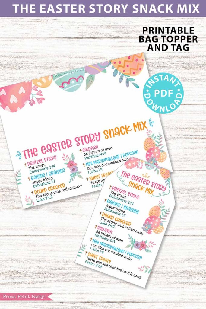 The Easter Story Snack Mix Printable Tag and Bag Topper, Whimsy - Press ...