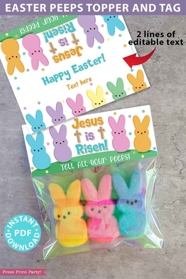 Easter Peeps Printable Tag and Bag Topper