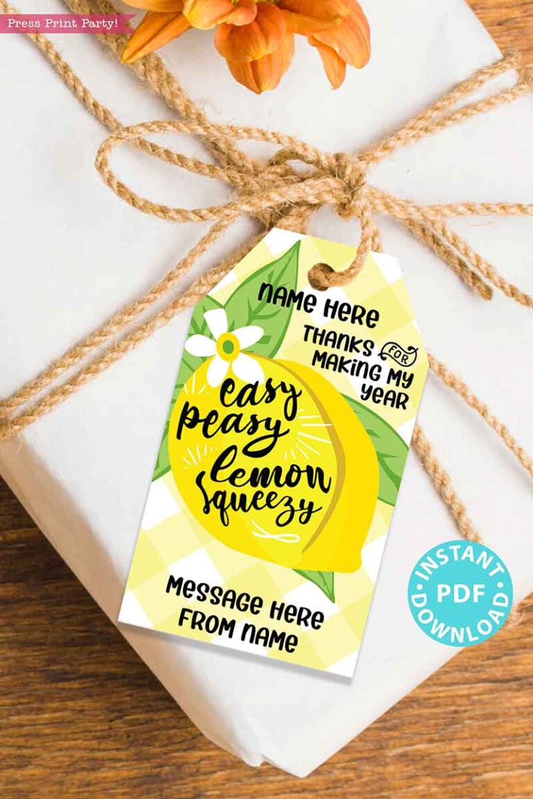 Gift Tags Printable, Easy Peasy Lemon Squeeze - Press Print Party!
