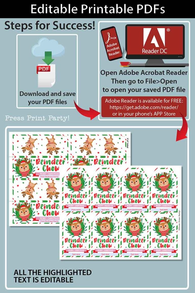 Reindeer Noses Christmas Treat Bag Toppers and Tag - Press Print Party!