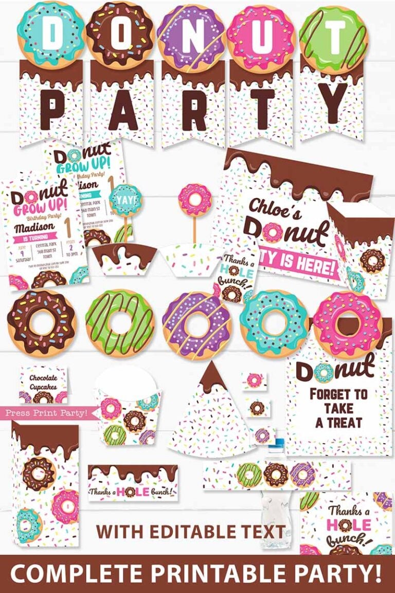 Donut Grow Up Party Supplies Printable Bundle