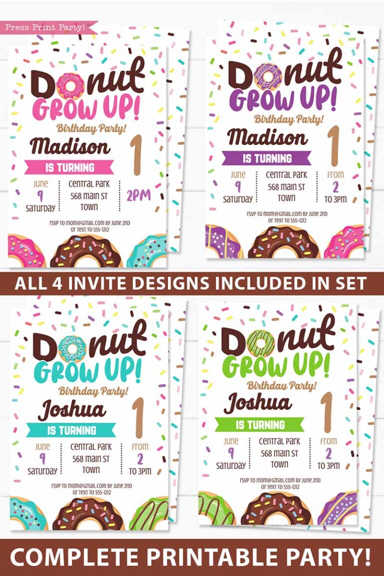 Donut Grow Up Party Supplies Printable Bundle