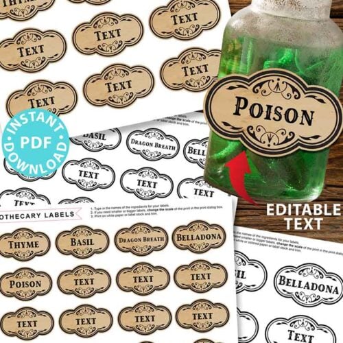 Fully Editable Vintage Apothecary Labels Printable