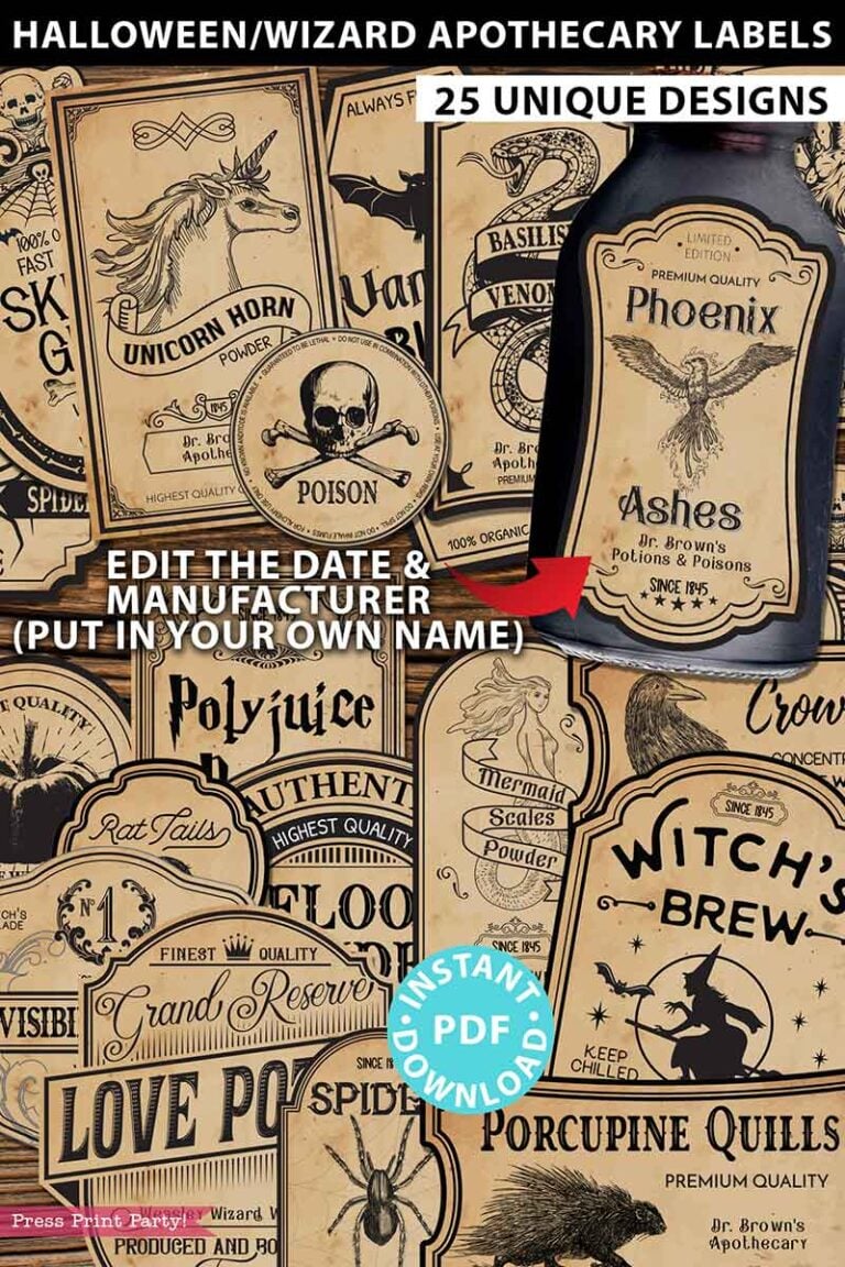 25 Halloween Labels for Bottles / Apothecary Printables