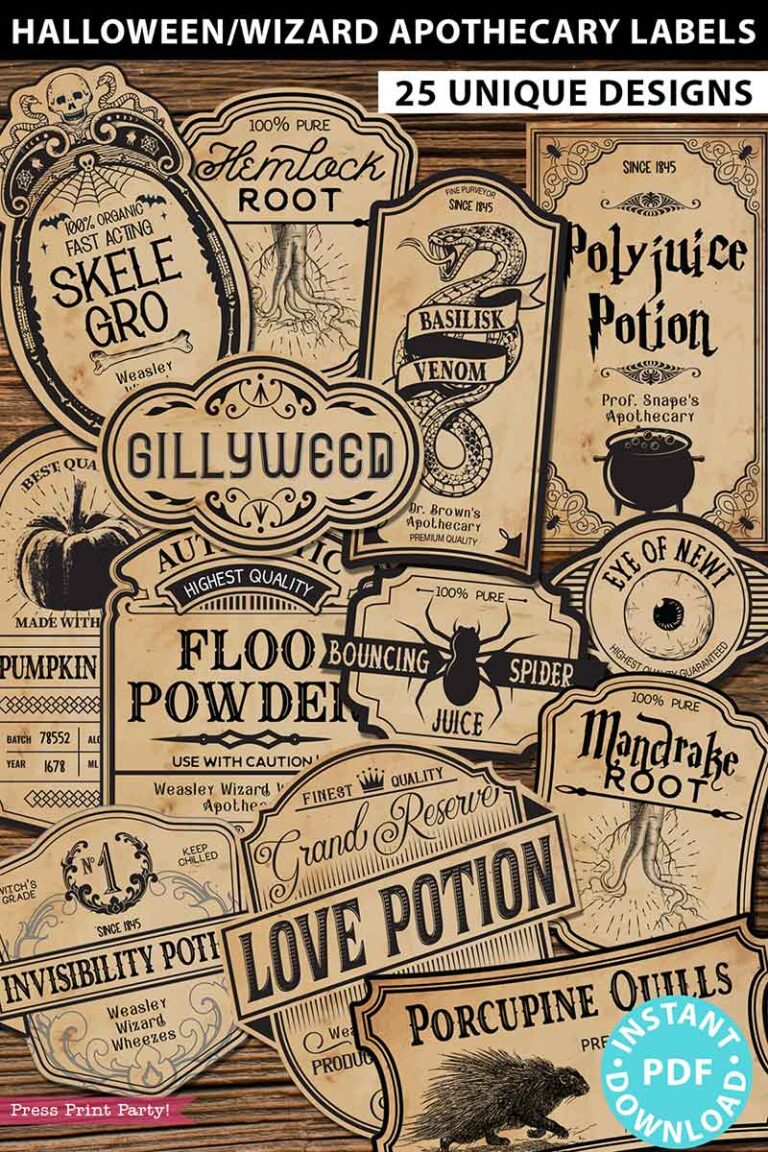 25 Halloween Labels for Bottles / Apothecary Printables