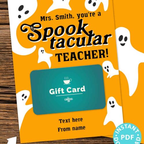 Halloween Gift Card Holder, Spooktacular, Purple - Press Print Party!