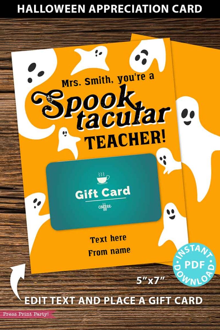Halloween Gift Card Holder, Spooktacular, Orange - Press Print Party!