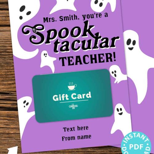 Halloween Gift Card Holder, Spooktacular, Orange - Press Print Party!
