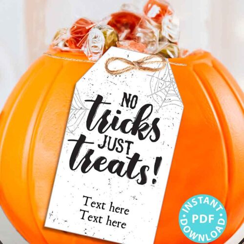 No Tricks Just Treats Halloween Tag - Press Print Party!