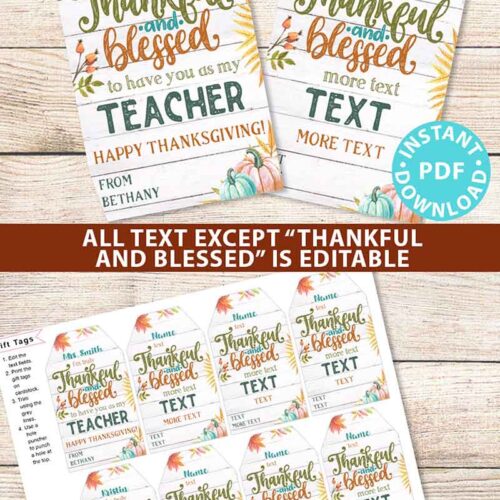 Editable Thanksgiving Gift Tags Printable, Thankful Gingham - Press ...