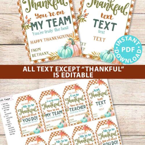 Editable Thanksgiving Gift Tags Printable, Thankful Rustic - Press ...