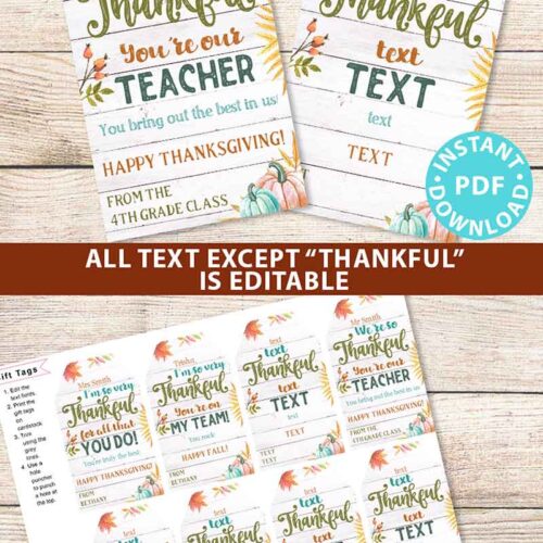 Editable Thanksgiving Gift Tags Printable, Thankful Gingham - Press ...