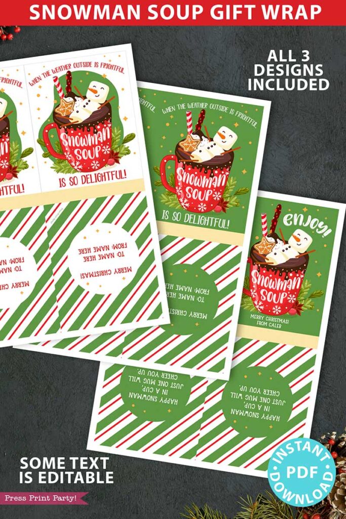 Snowman Soup Printable Gift Wraps - Press Print Party!