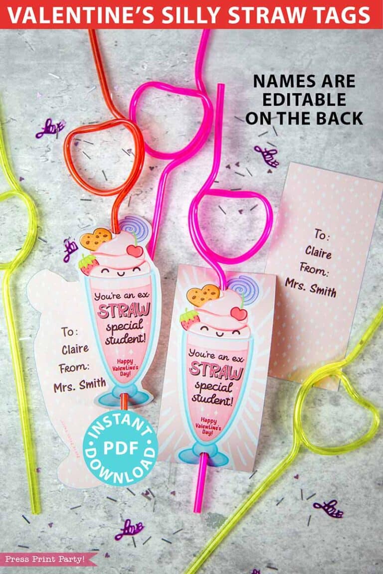 Silly Straw Valentine Cards, Ex- Straw Special Student