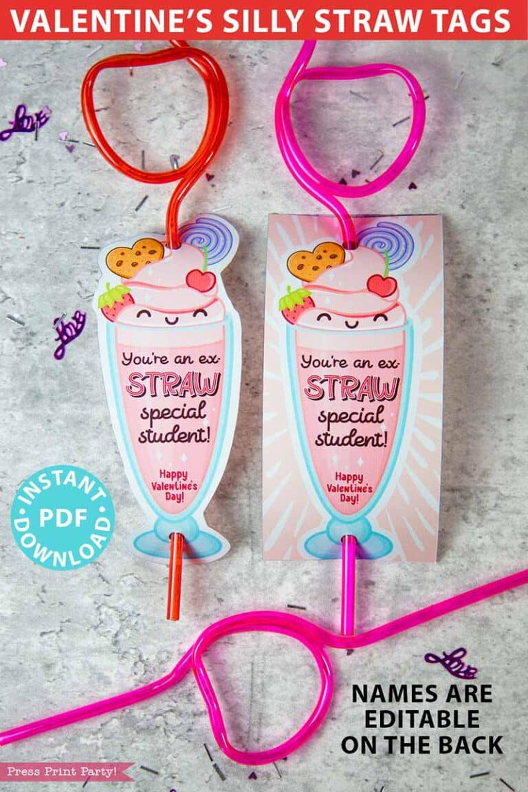 Silly Straw Valentine Cards, Ex- Straw Special Student