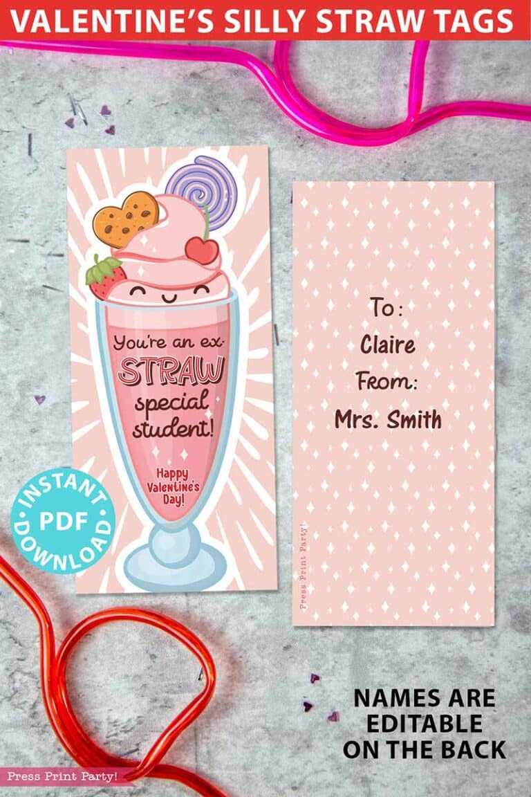 Silly Straw Valentine Cards, Ex- Straw Special Student