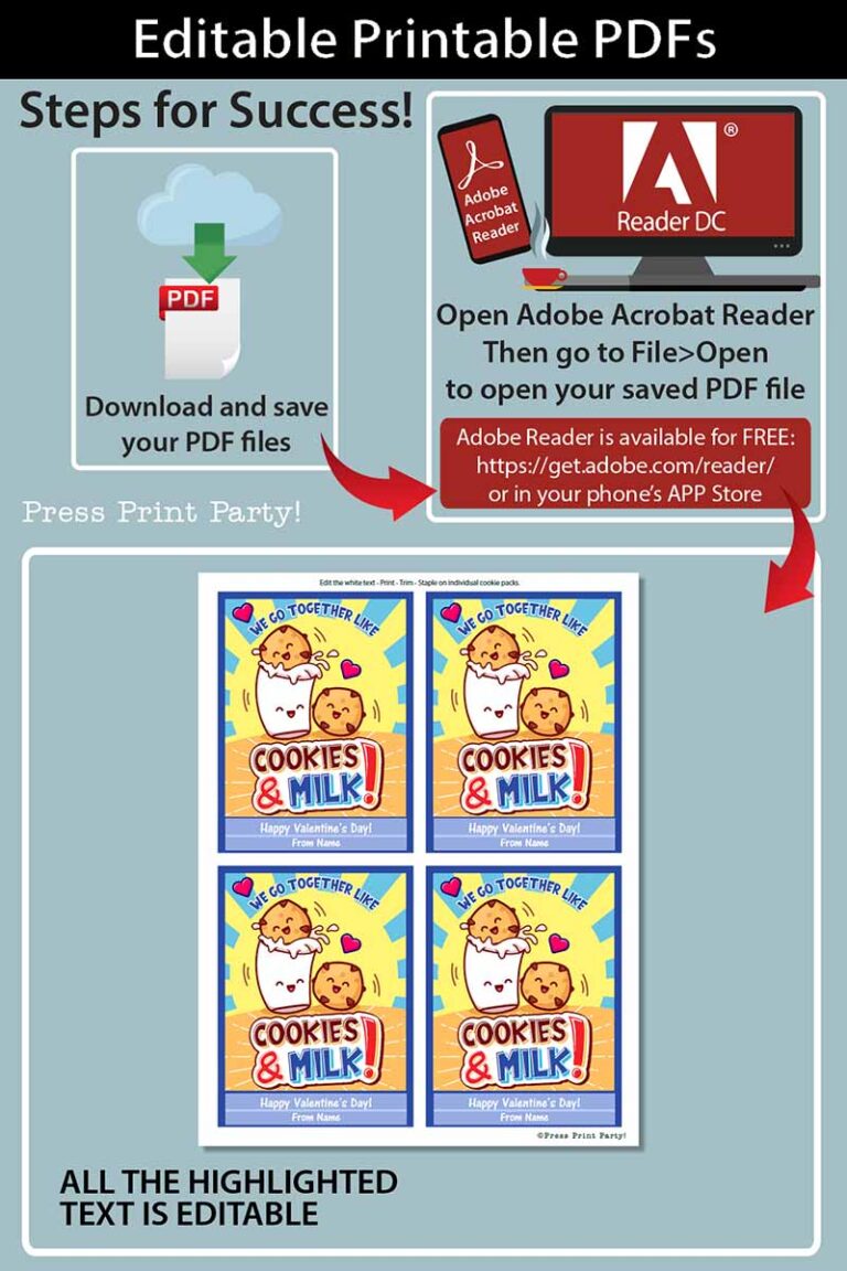 Valentine Cookies Card Printable, We Go together Like Cookies and Milk