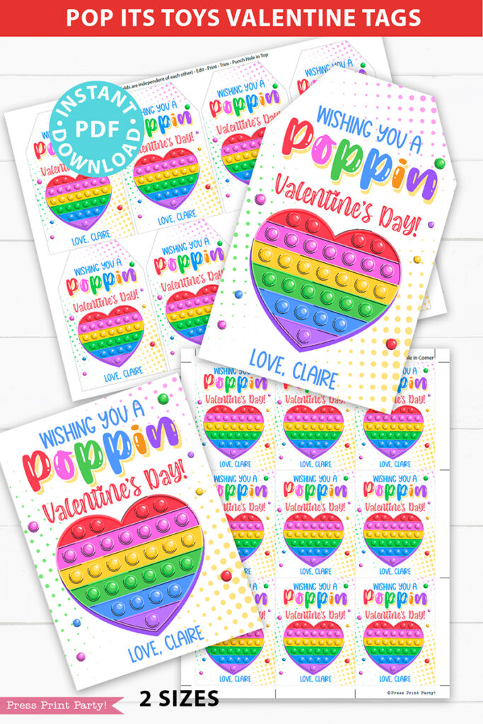 Pop It Valentines Printable Tags (Classroom Valentines)