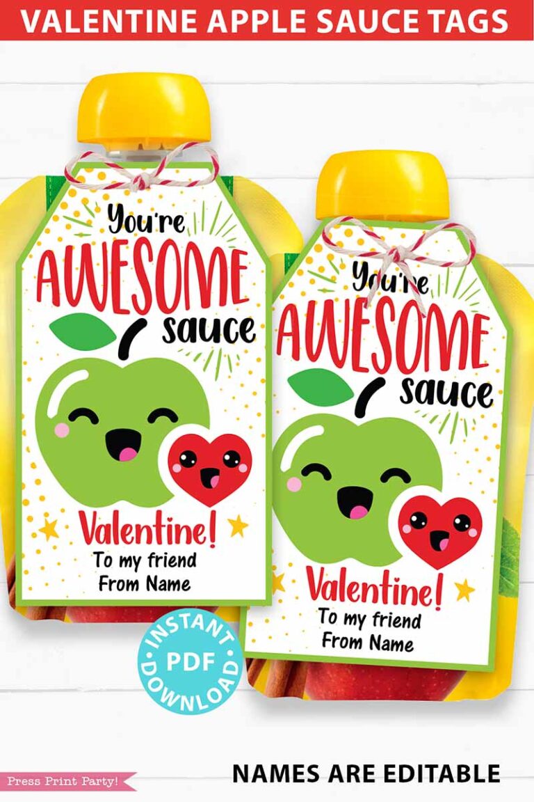 Applesauce Valentine Tags for Kids