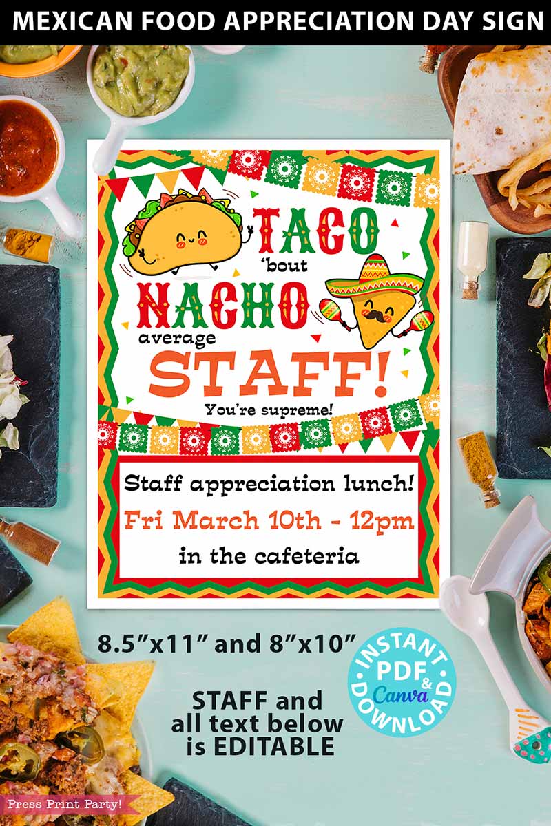 Employee Appreciation Day Sign - Taco bout Nacho Average ... - Press ...