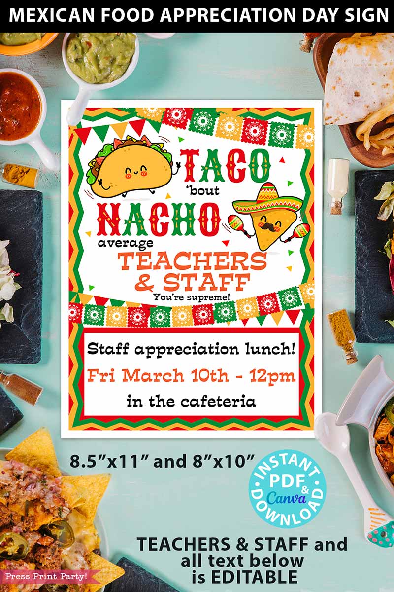 Employee Appreciation Day Sign - Taco bout Nacho Average ... - Press ...