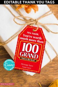 100 Grand Candy Bar Thank You Sayings Gift Tag - Press Print Party!
