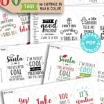 8 Christmas Treat Bag Toppers and Tags Set - Press Print Party!