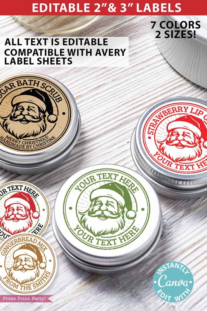 Christmas Canning Labels Printables Vintage Santa