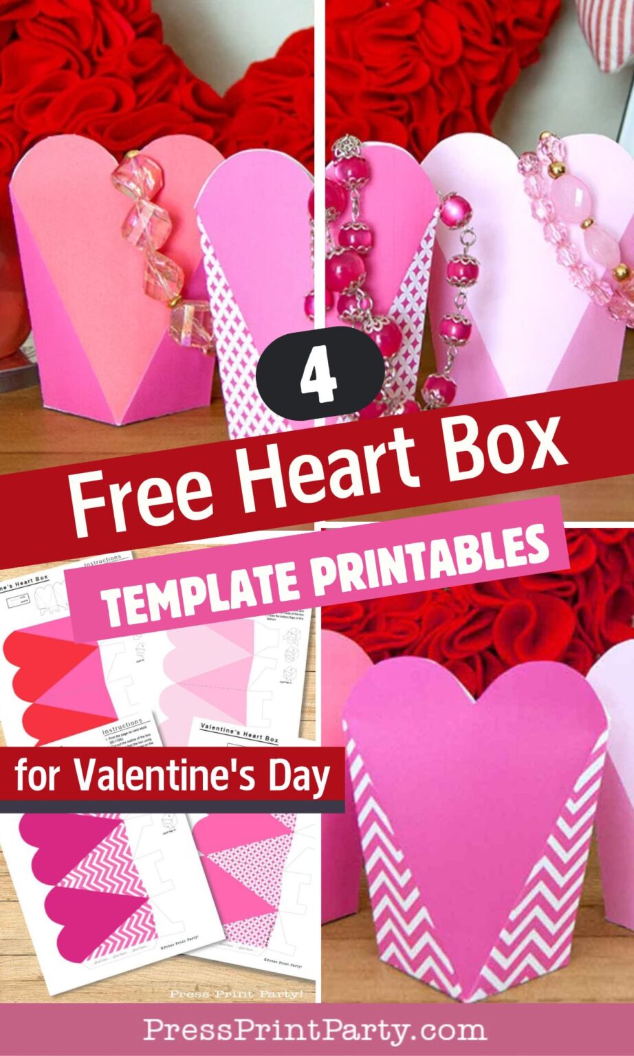 4 Free Heart Box Template Printables for Valentine's Day