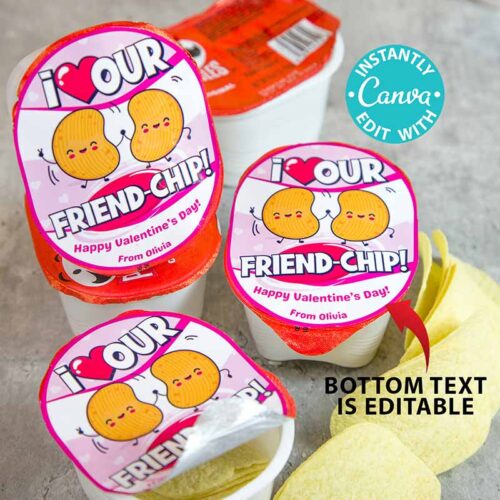 Pringles Valentines Printable Stickers, I Love our Friend-Chip, RED