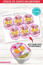 Pringles Valentines Printable Stickers, I Love our Friend-Chip, PINK