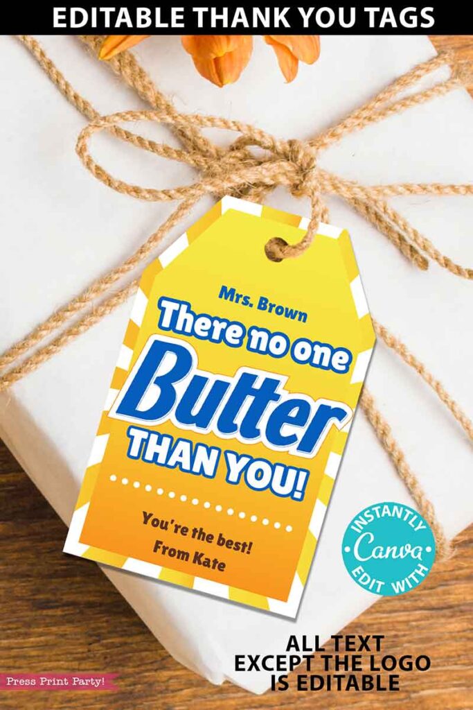Butterfinger Candy Bar Thank You Printable Gift Tag - Press Print Party!