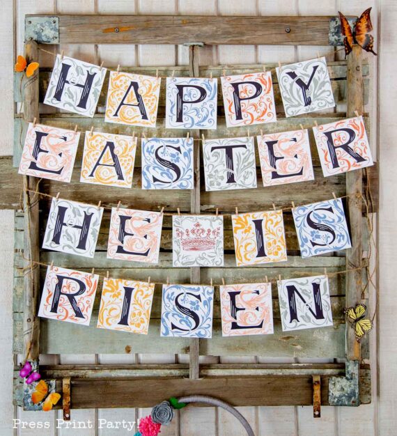 Free Floral Happy Easter & He is Risen Banner Printable