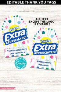 Extra Gum Thank You Sayings Gift Tag