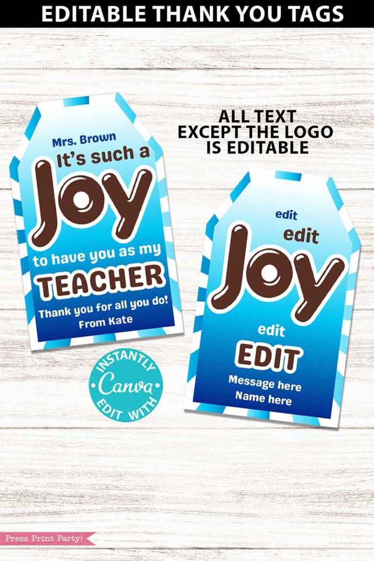 Almond Joy Gift Thank You Tag Printable - Press Print Party!