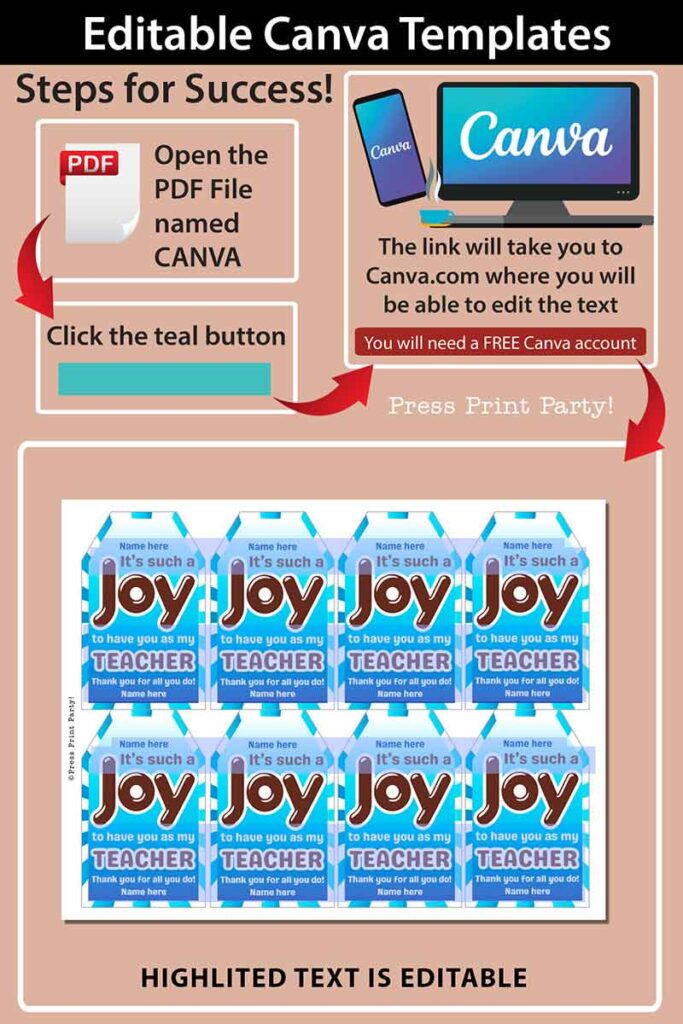 Almond Joy Gift Thank You Tag Printable - Press Print Party!