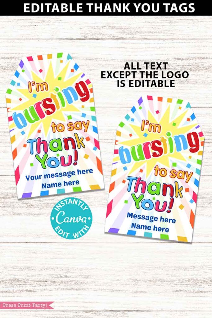 Starburst Candy Thank You Sayings Gift Tag