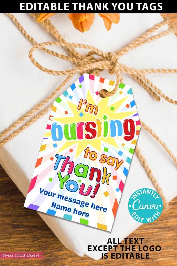 Starburst Candy Thank You Sayings Gift Tag