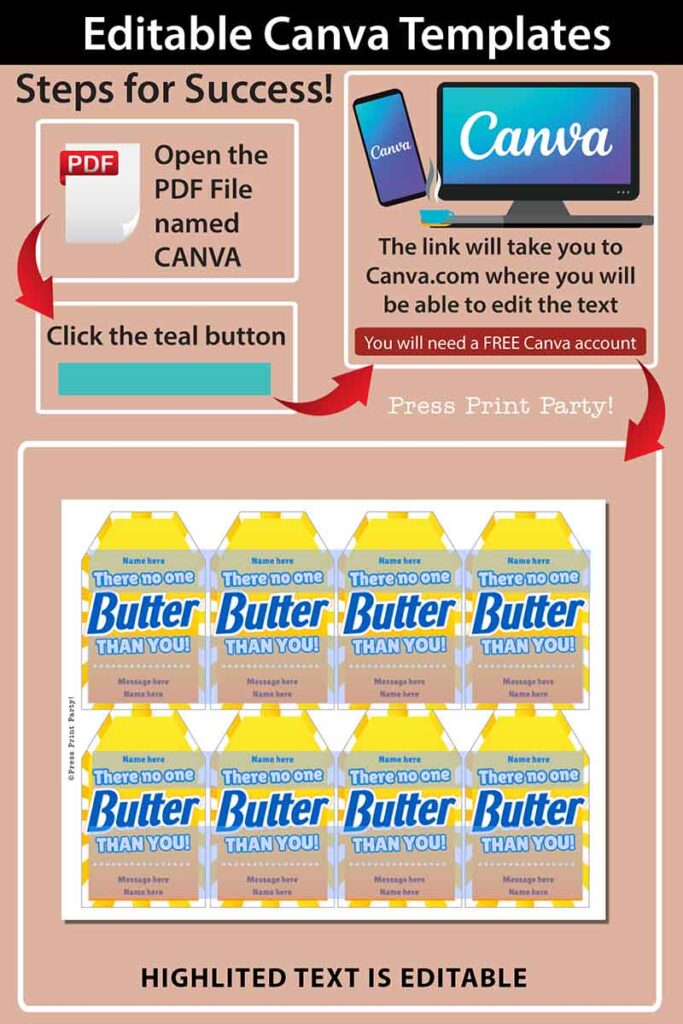 Butterfinger Candy Bar Thank You Printable Gift Tag - Press Print Party!