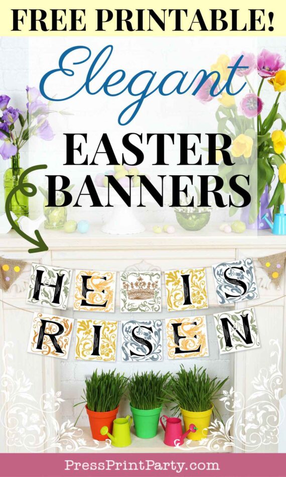 Free Floral Happy Easter & He is Risen Banner Printable
