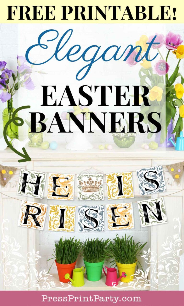 Free Floral Happy Easter & He is Risen Banner Printable