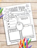 Free Cute Thank You Coloring Page for Teacher Appreciation