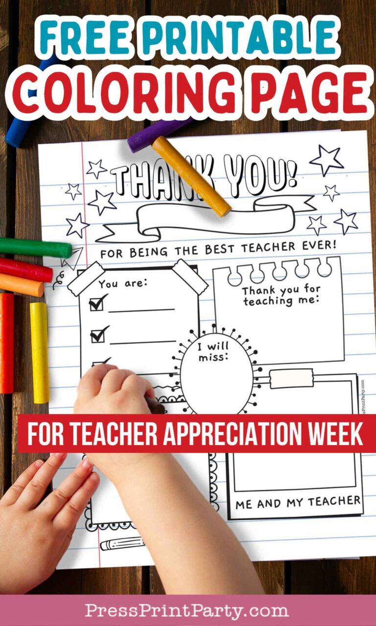 Free Cute Thank You Coloring Page for Teacher Appreciation
